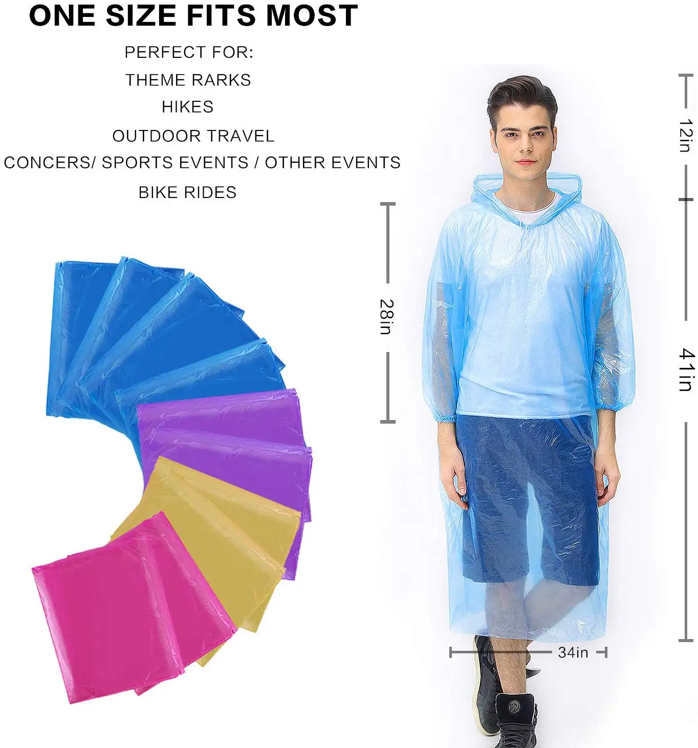 Portable Disposable Emergency PE Plastic Waterproof Rain Coat Poncho in ...