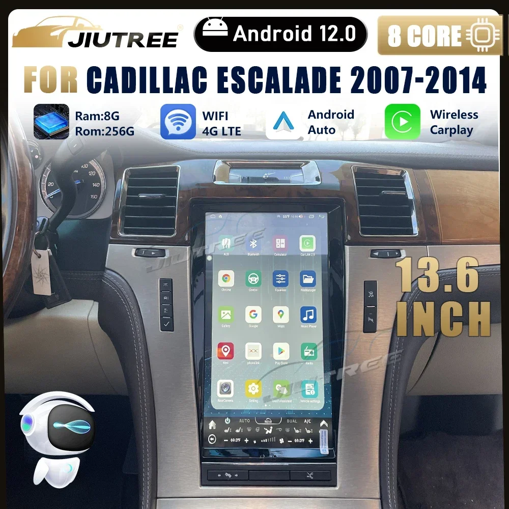 256g Android 12 Touch Vertical Screen For Cadillac Escalade 2007 2008 ...