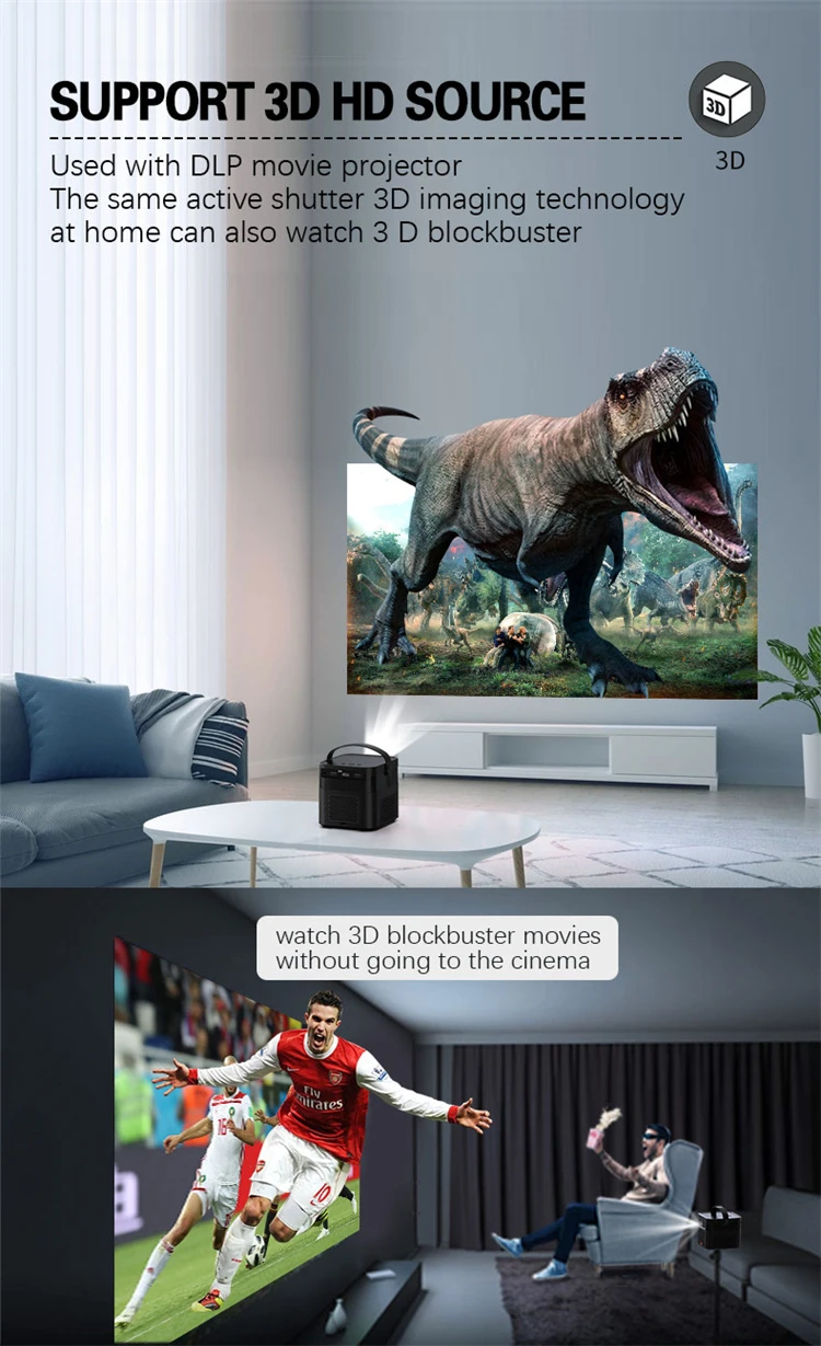 Mini Mobile Hd Projector 4k Portable Android 9 Home Theater Dlp Proyector Pocket High Lumens ...