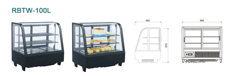 Counter Top Cake Display Fridge Bakery Display Case Equipment Curve ...
