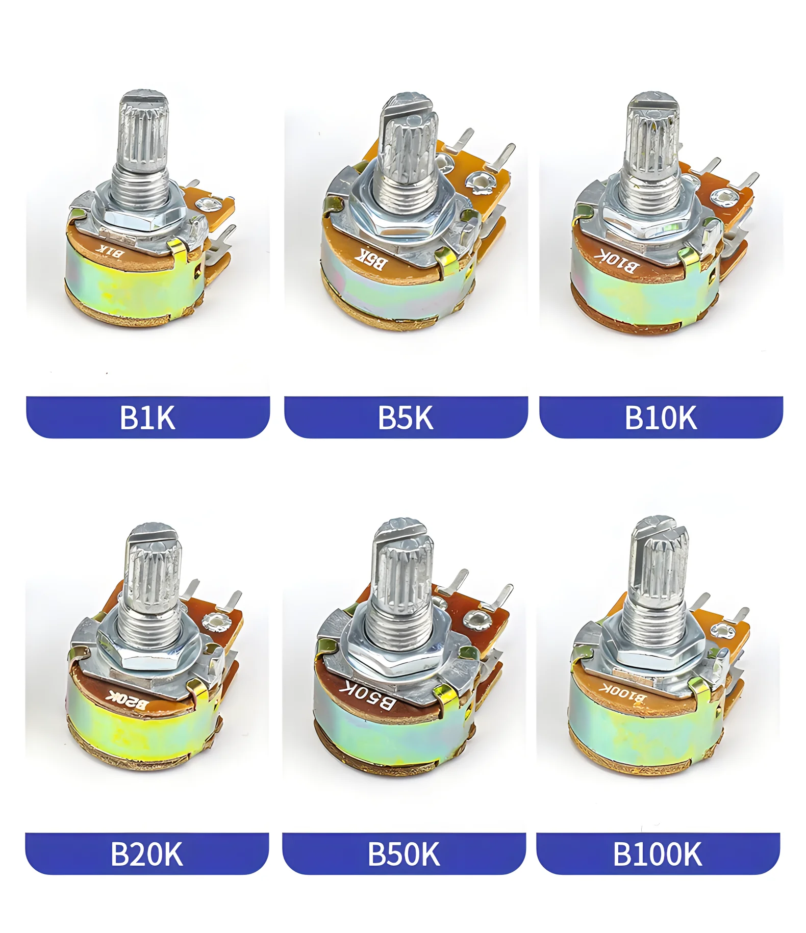 WH148 Single-Joint Potentiometer 10K B10K Variable Resistors 15mm Shaft ...