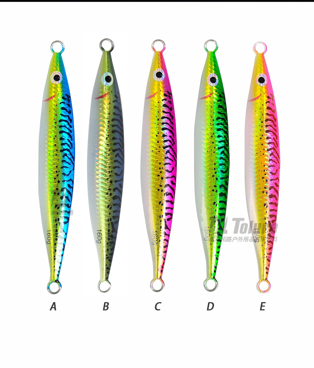 New OEM 120g 160g 200g Sea Fishing Slow Jig Metal Jigging Spoon 3D ...