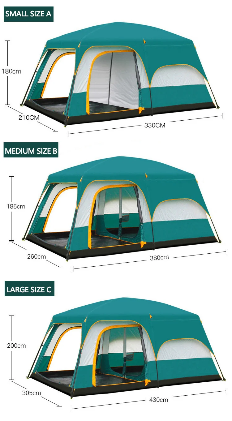 Extra Large Waterproof Family Camping Tent for 8-12 People