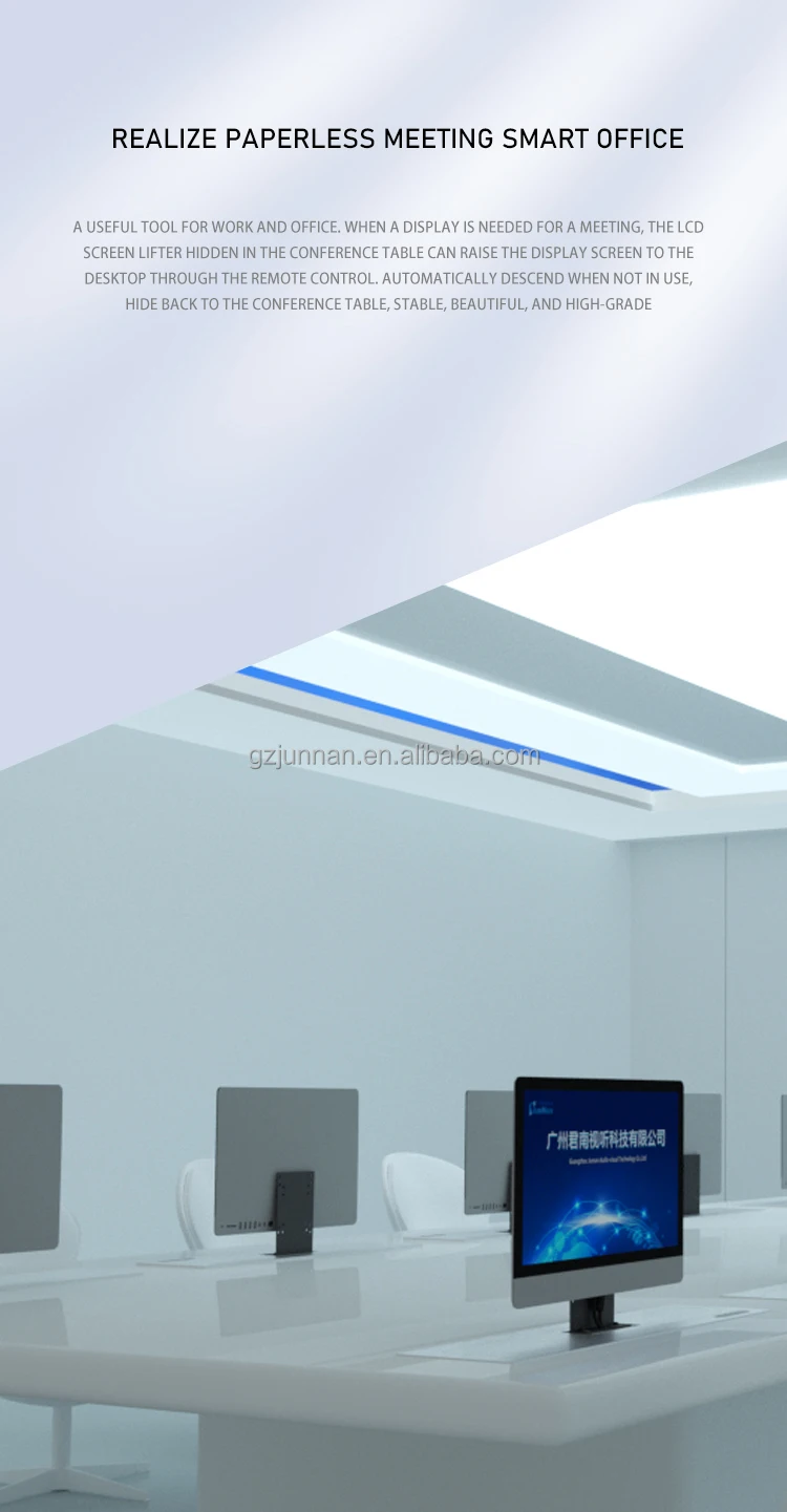 Motorized Hidden Desk Monitor Lift for Conference Room