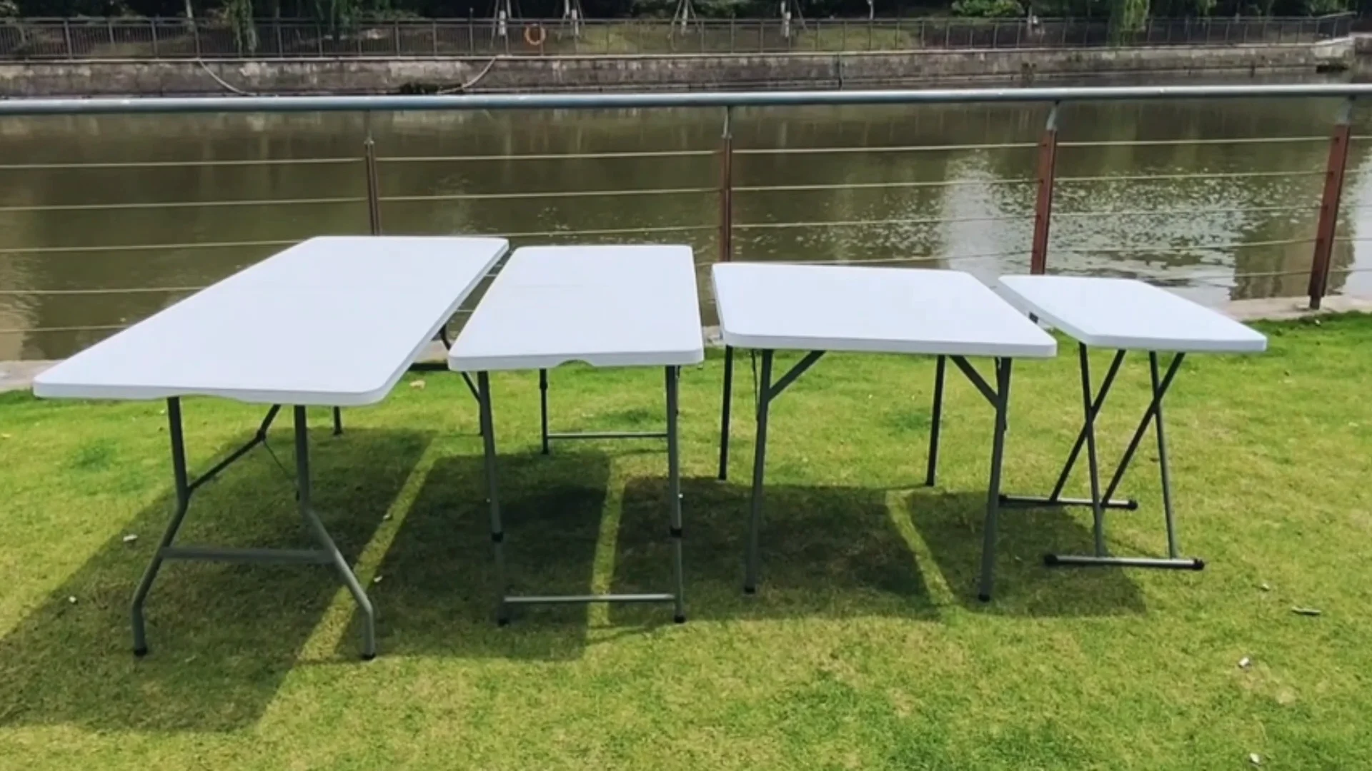 White Folding Bench And Table Set 6 Stool Benches And 6 Feet Table ...