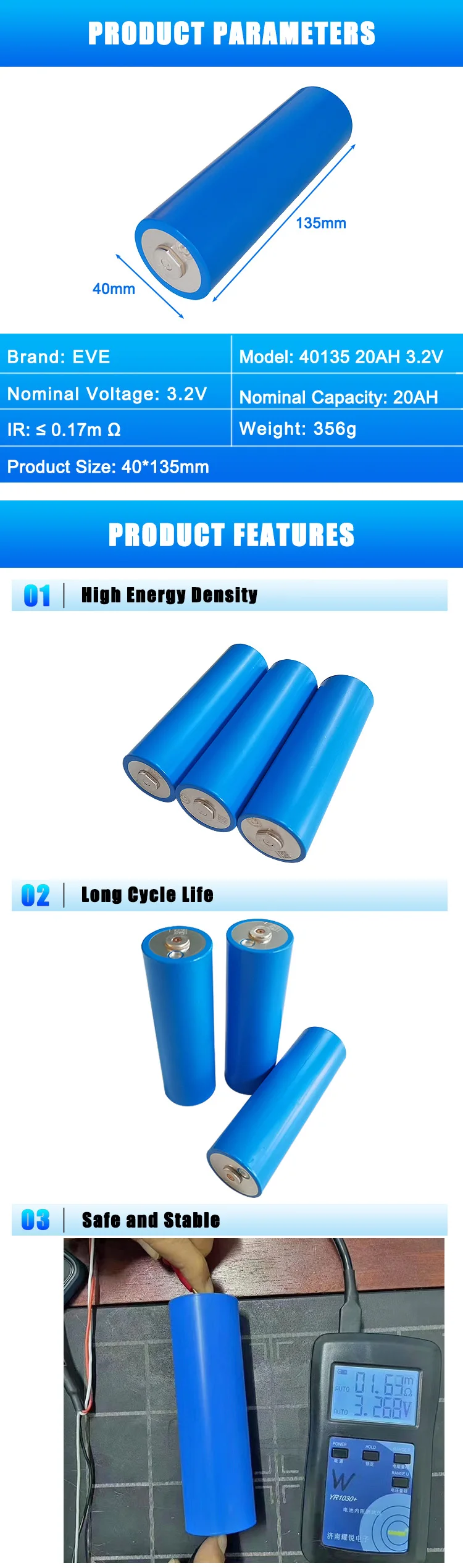 3.2V 20ah Lifepo4 Battery - Ideal for Electric Vehicles