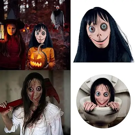 Costume Masks Scary Momo Creepy Halloween Reusable Horror Cosplay Latex ...