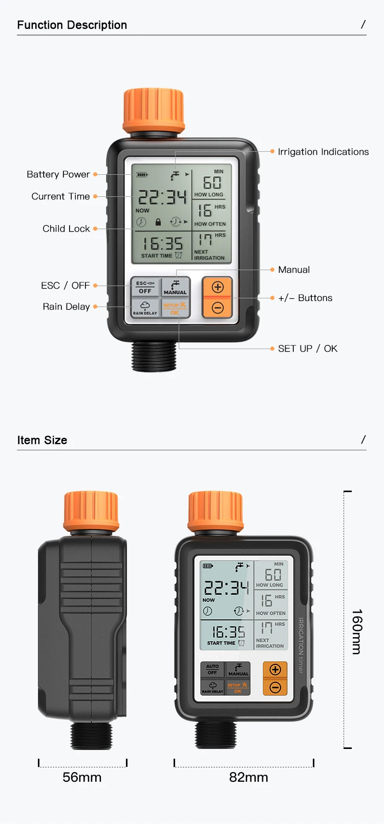 Hct-311 Smart Timing Irrigation Water Timer With Large Screen Automatic ...