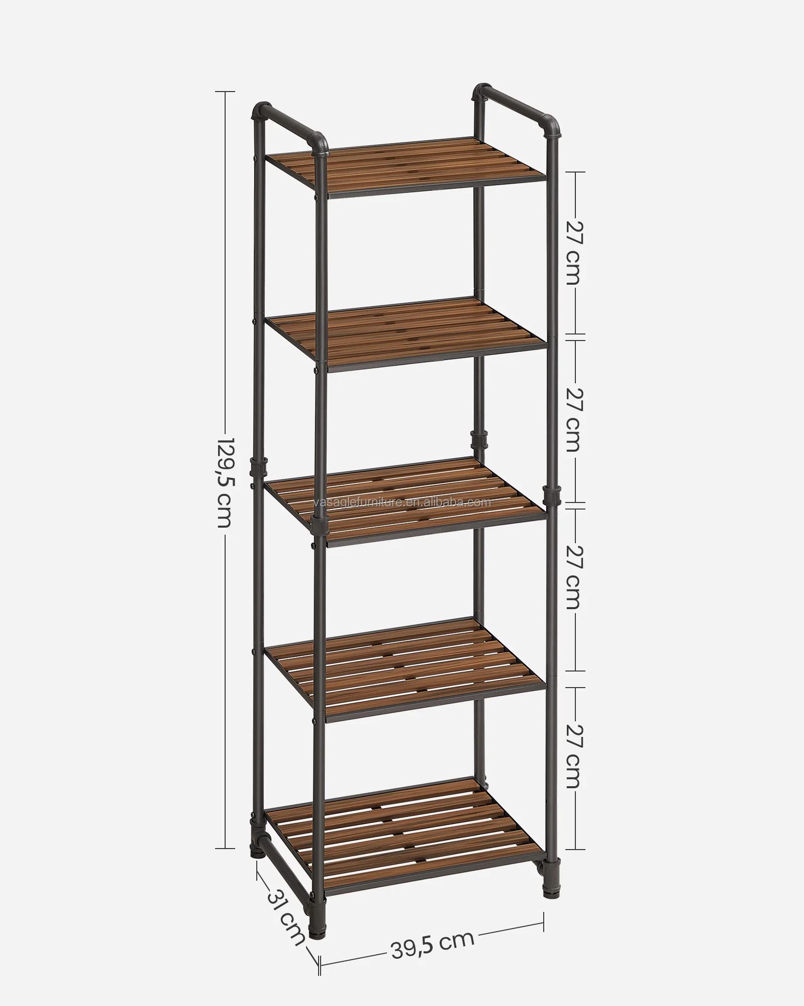 VASAGLE Industrial Open Rack - 5 Tiers Black Metal Storage