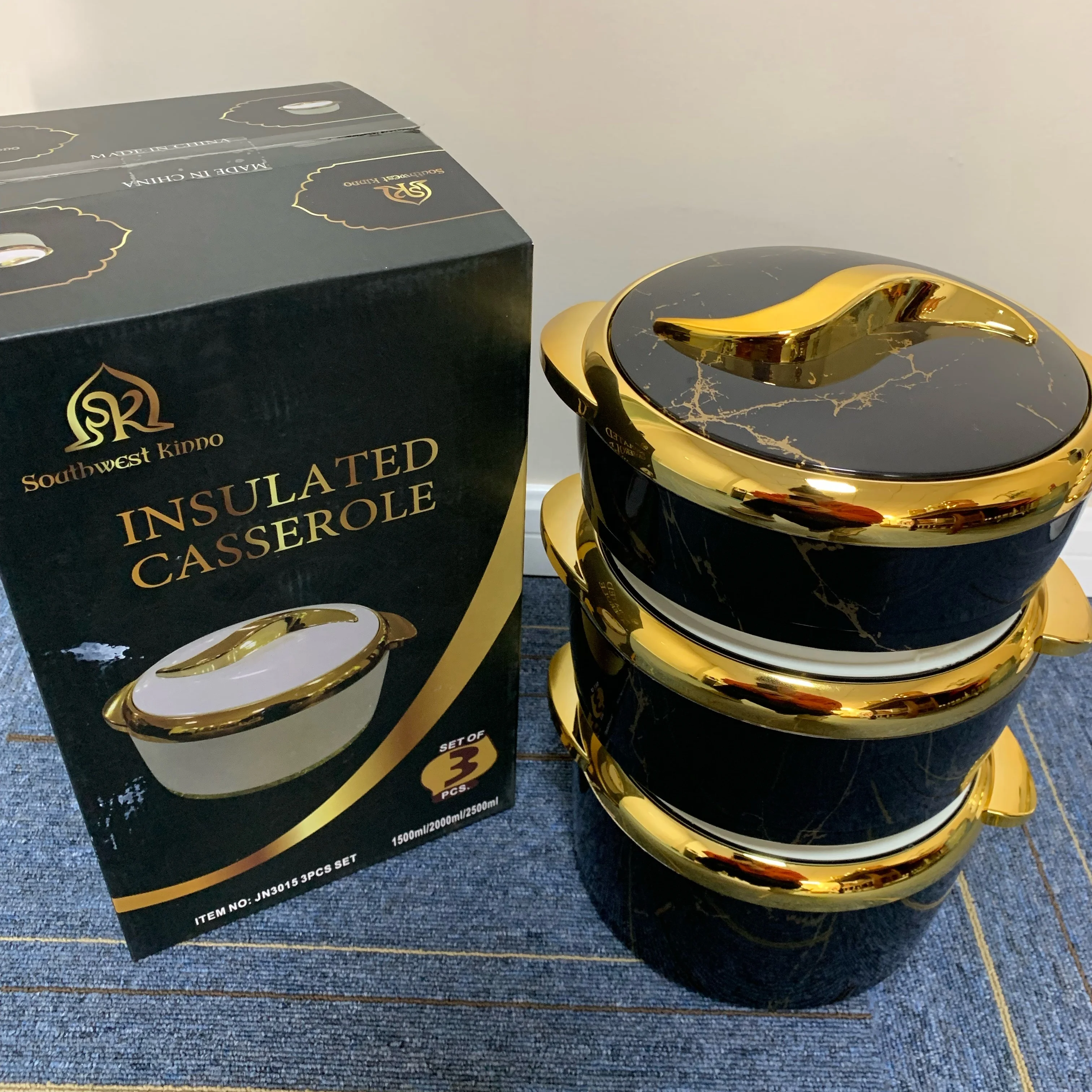 Wholesale large capacity food thermo container 3 Pcs 1.5L 2L 2.5L Thermal Insulated Hot Pot Food ...