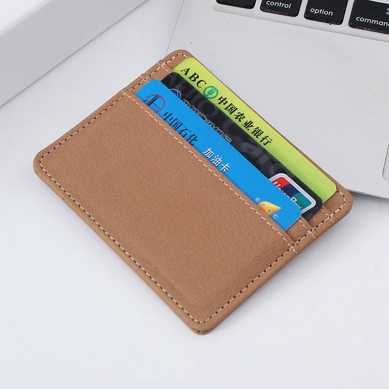 Customized Logo Ultra-thin Id Card Clip Wallet Pu Leather Business ...