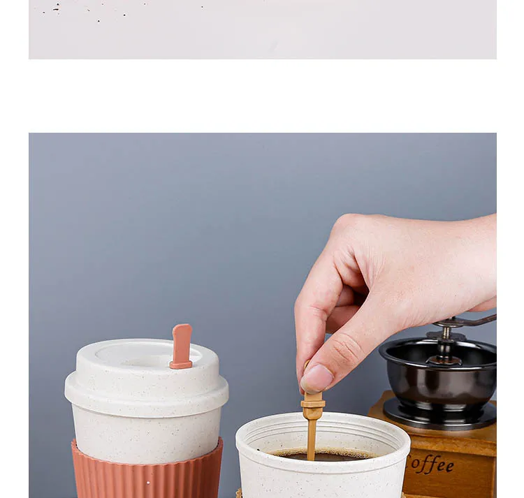 Custom Portable Eco Friendly Reusable Straw Wheat Fiber Coffee Tea Cup ...