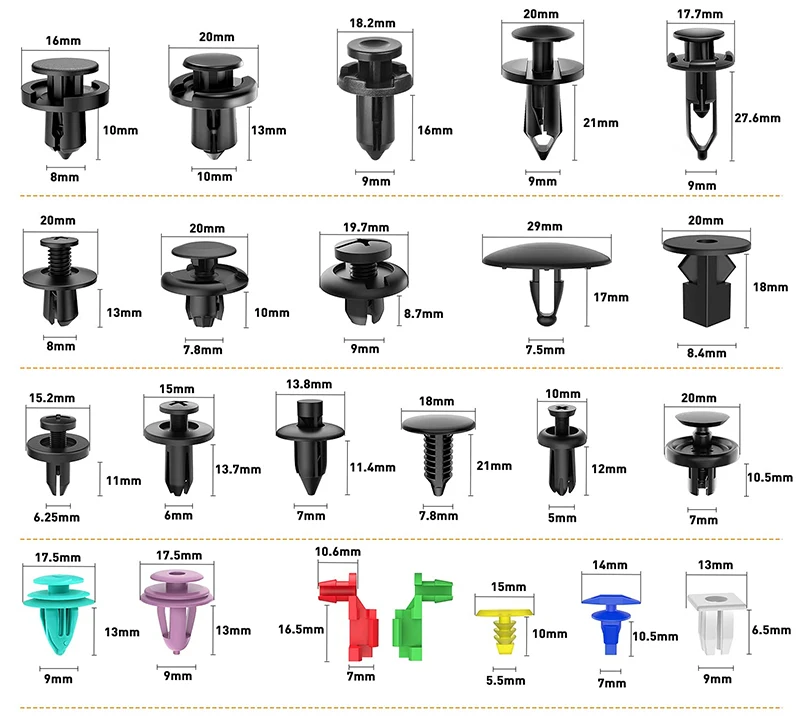 725PCS Car Plastic Fastener Clips Set for Auto Body Retention