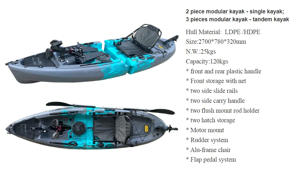 High Quality Modular Pedal Kayak, Double Modular Fishing Kayak, 2 Seat ...