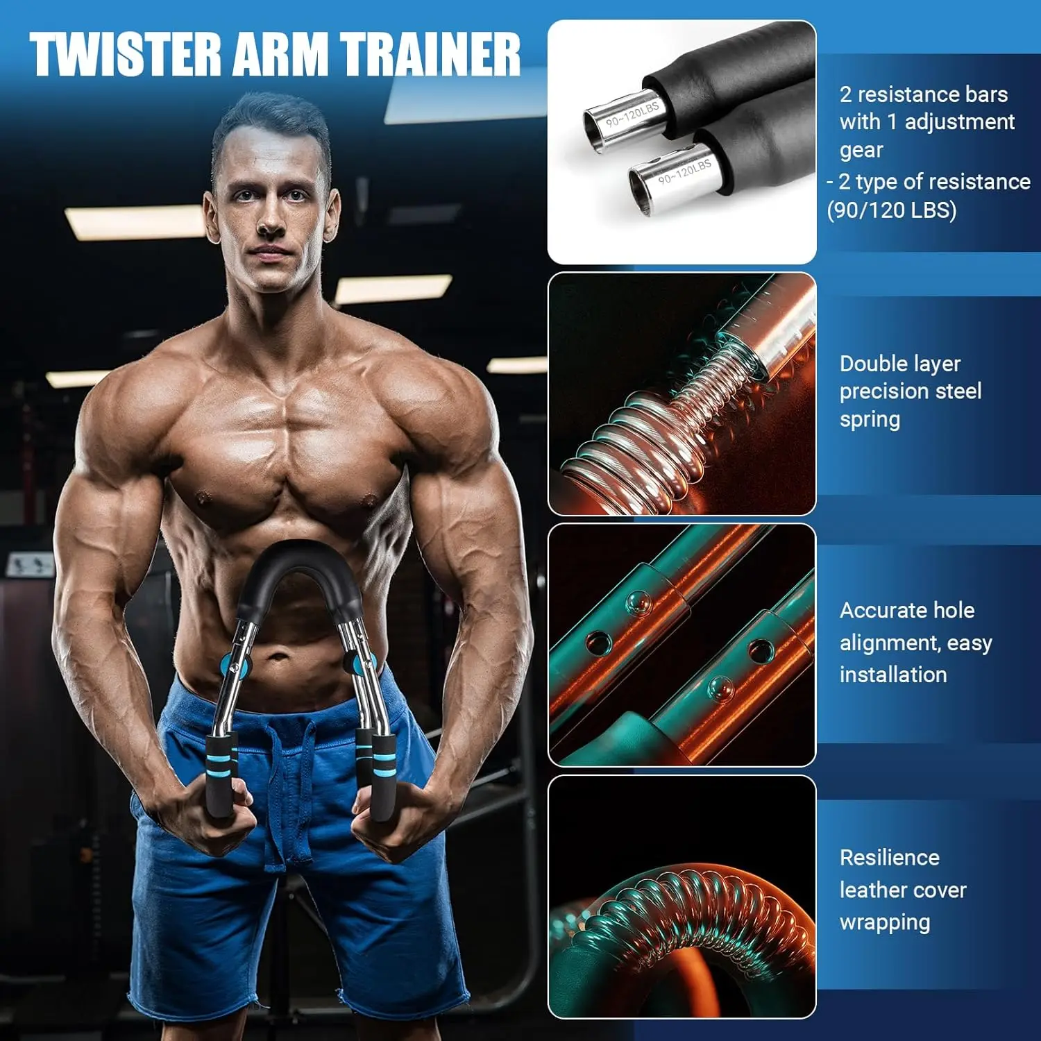 30kg-60kg Hand Holding Spring Arm Exercise Forearm Trainer Arm Stick ...