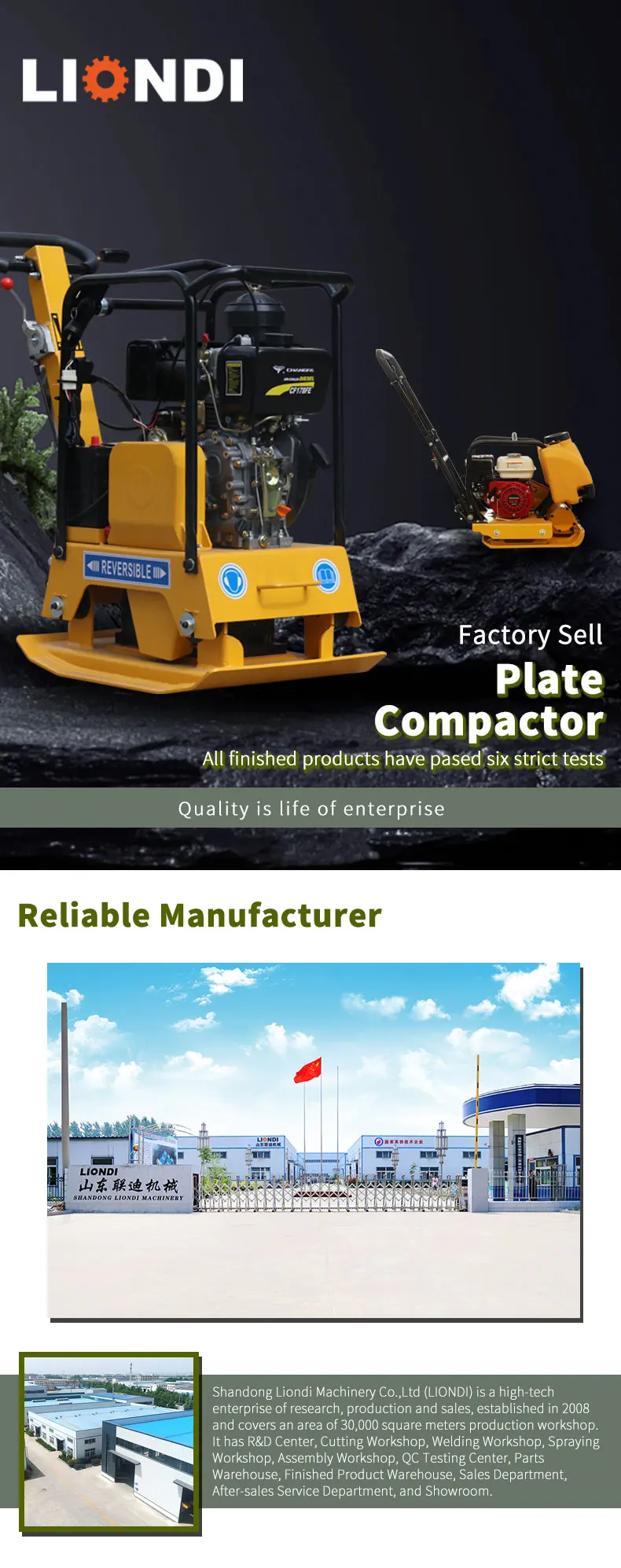 Liondi Small Sand Compactor Gasoline Diesel Engine Vibratory Concrete ...