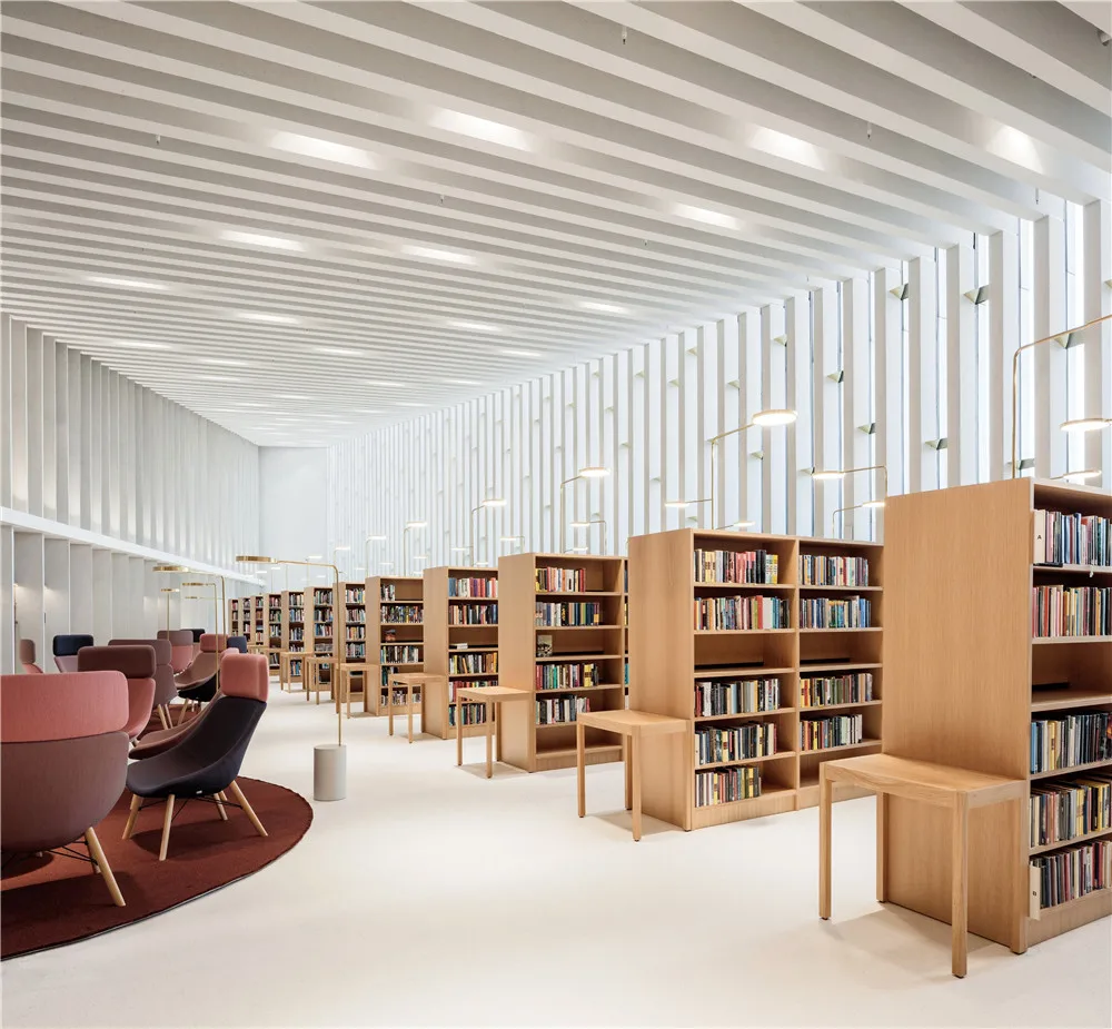 Modern Library Book Shelves Custom Wooden Bookstore Display Furniture ...