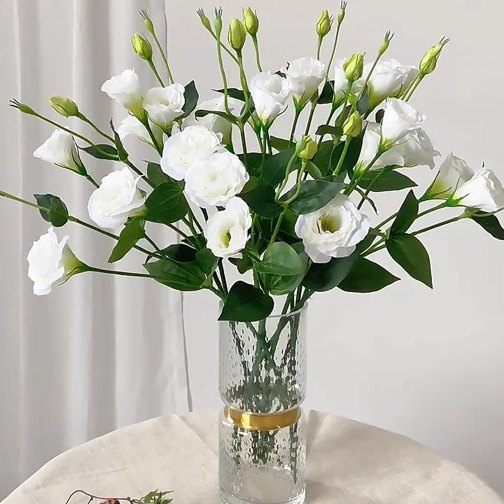Hot Selling Wholesale 3 Heads Artificial Silk Eustoma Flowers White ...