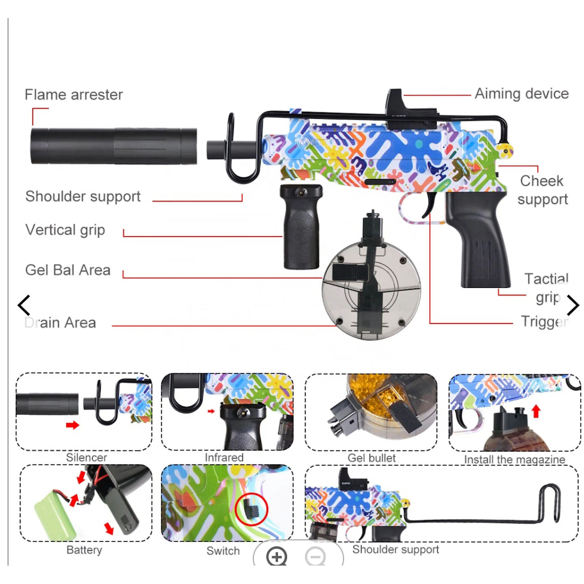 Plastic Toy Gun Splat Splatter Ball Gun Blaster Toy Splatrball Splatbal ...