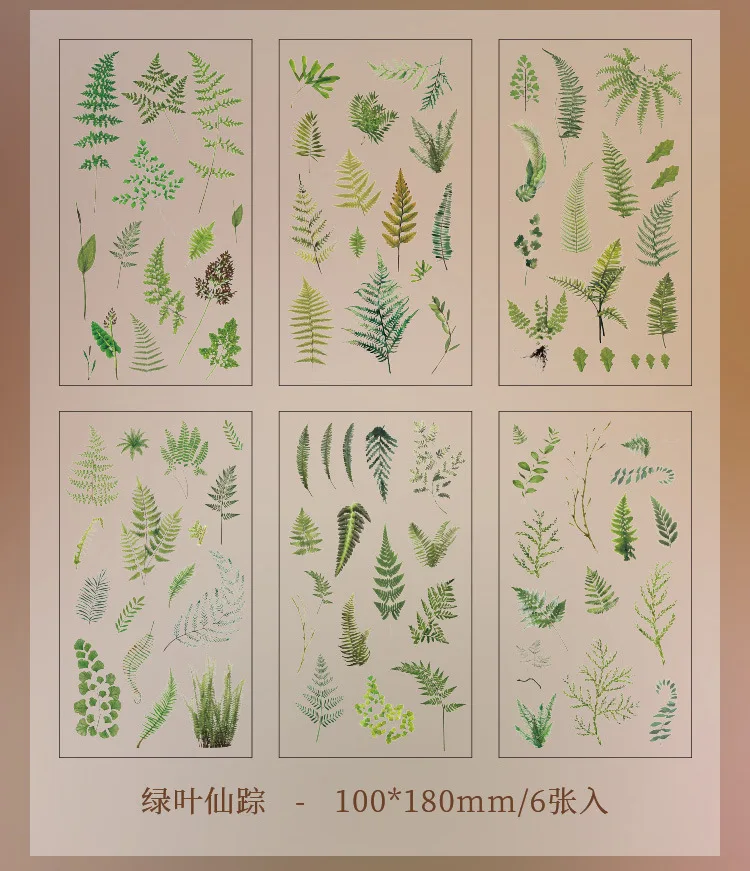Vintage PVC Natural Plant and Flower Hand Tent Stickers