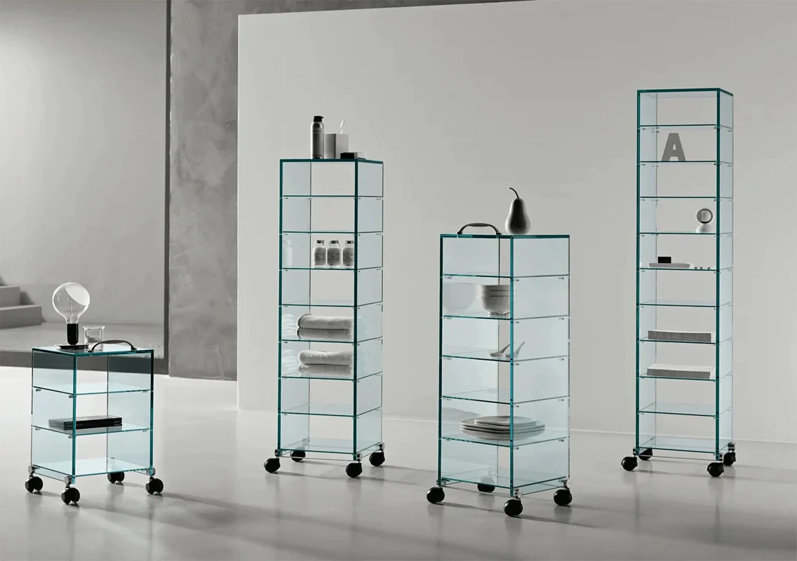 Keway Storage Cabinet - Glass Display Showcase on Wheels