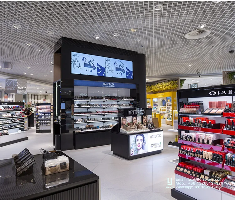 Lighted Beauty Gondola Shelf - Stylish Cosmetic Display