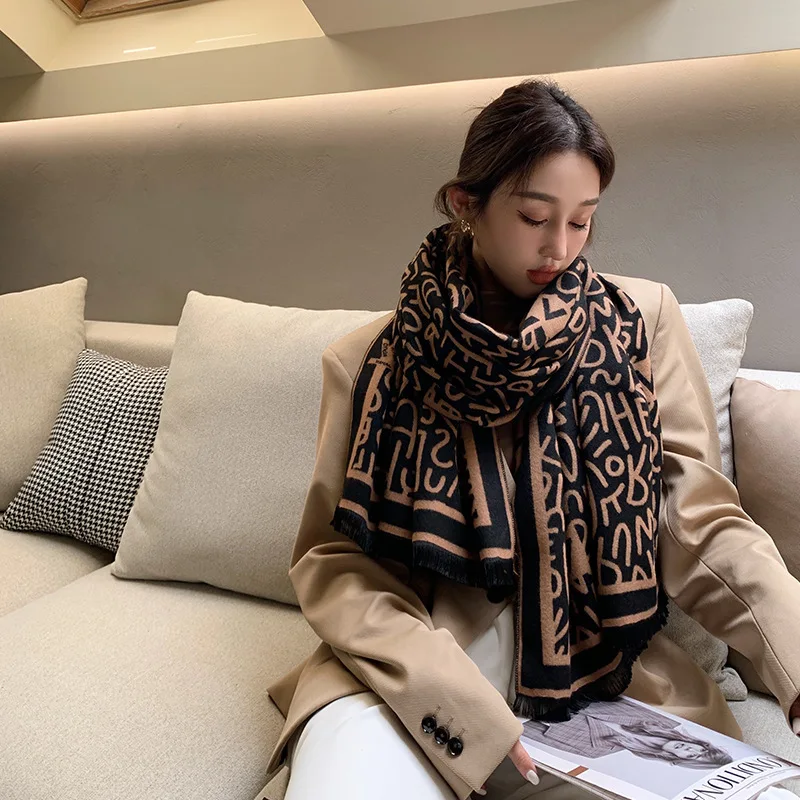 Hot Winter Scarf Cashmere Shawl Luxury Letter Print Double Side Scarf ...