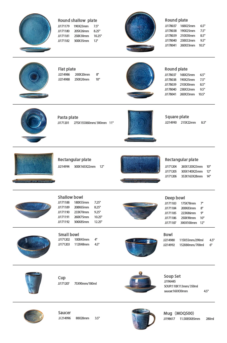 Handmade Blue Porcelain Dinner Set - Rustic Ceramic Tableware for ...