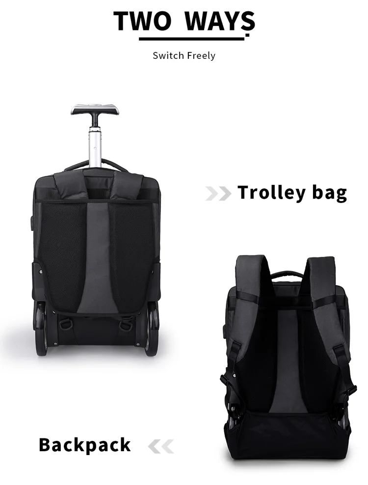Aoking 50L USB Men's Business Travel Wheeled Backpack