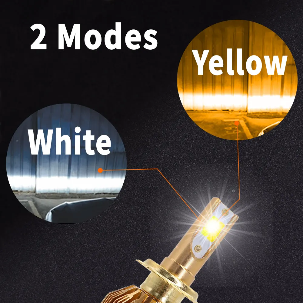 Infitary Dual Color 36w Yellow White C6 H7 Headlight Bulb H1 H3 9005 H11 Car Led Headlight Bulb ...