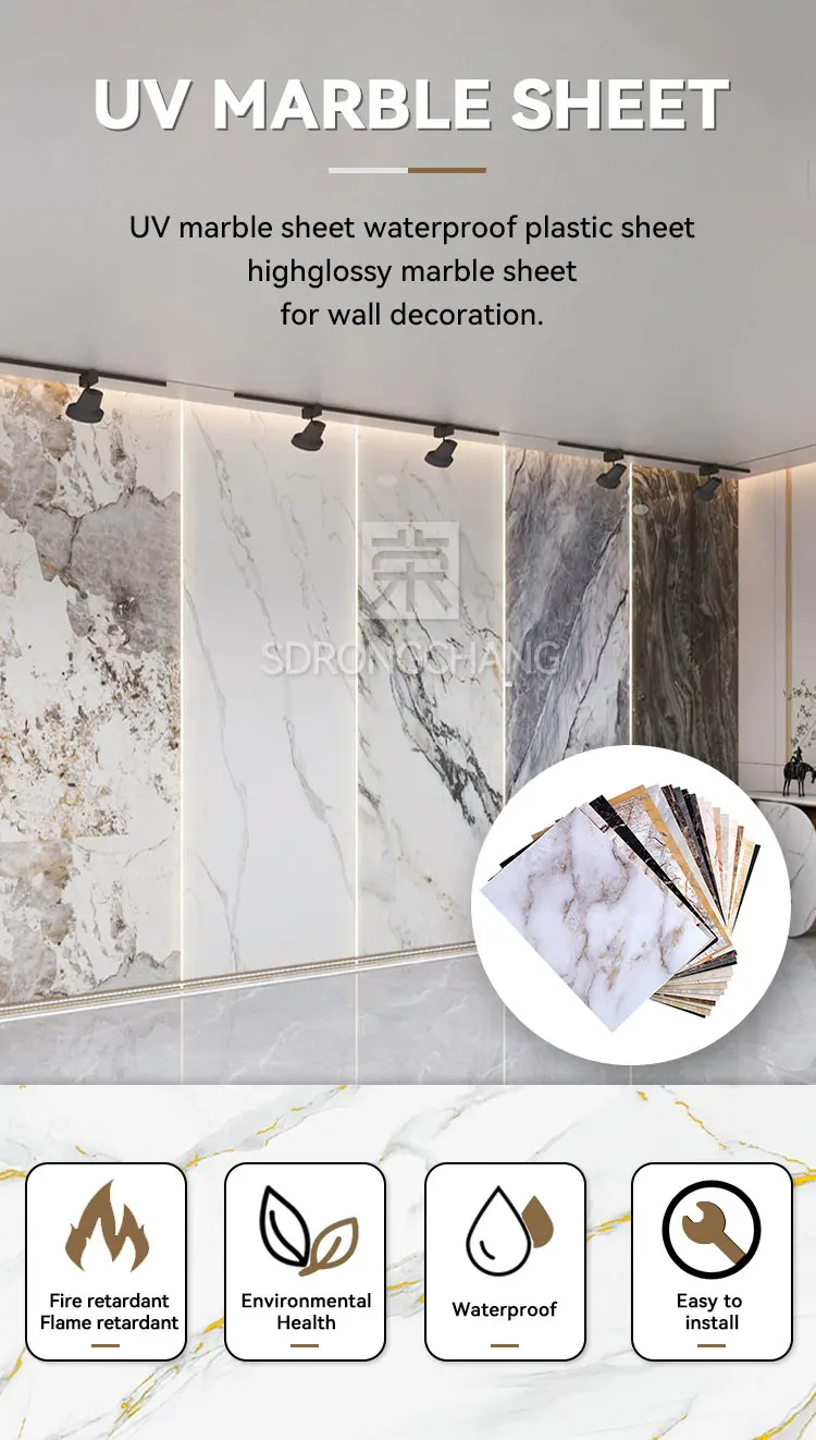 Luxury Interior Decor PVC Marble Panels UV Plastic Marble Wall Board ...