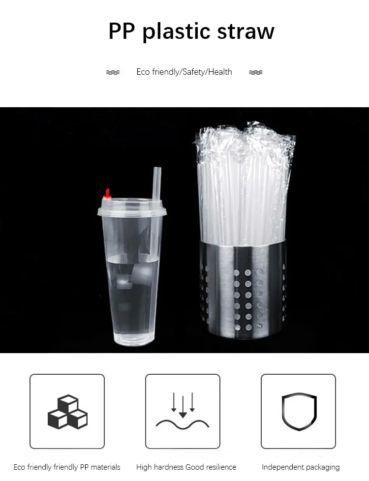 Disposable Fruit Juice Clear Plastic Straw Individually Wrapped Pp ...