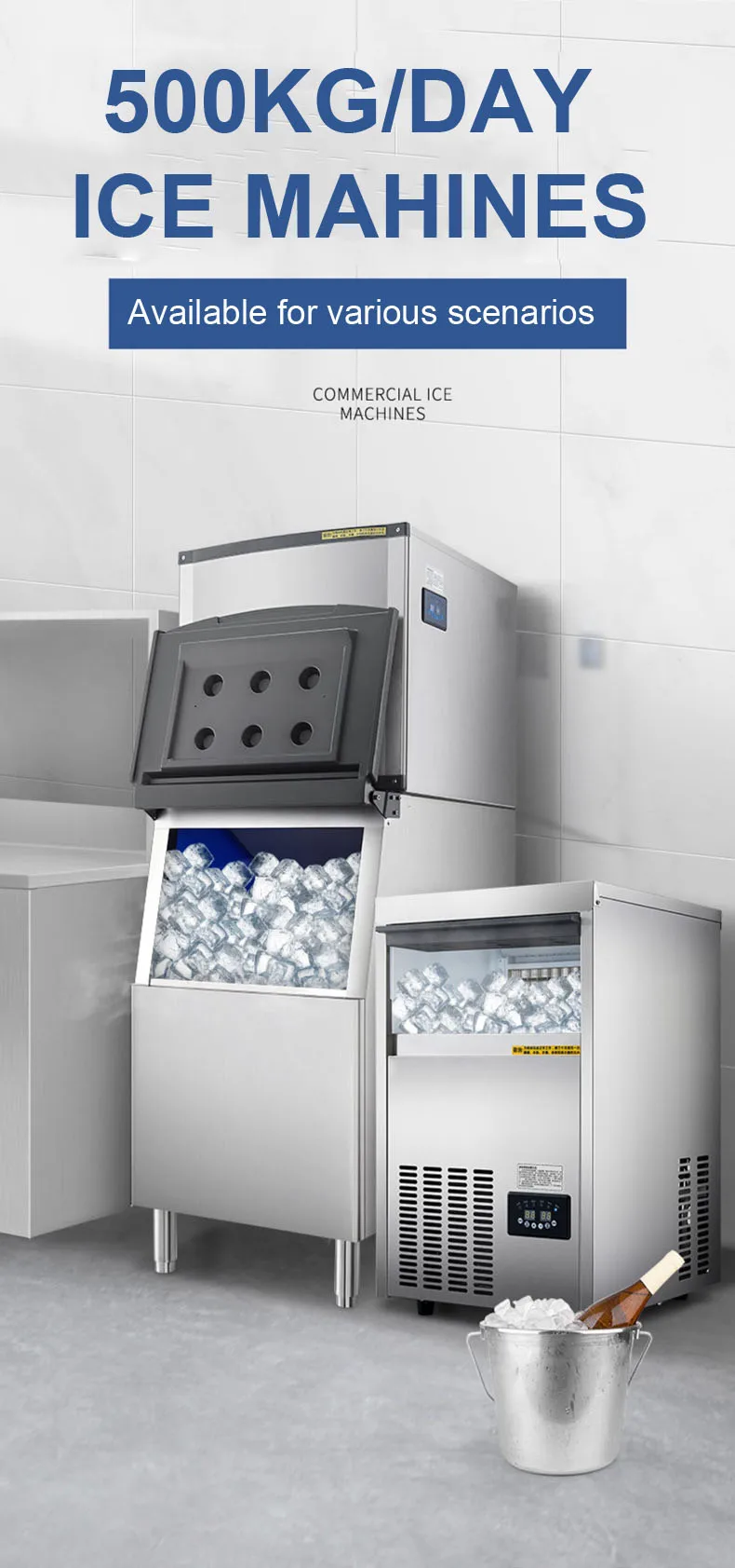 400kg 300kg 500kg Commercial Ice Maker Machine Cube/ Ice Making Machine ...