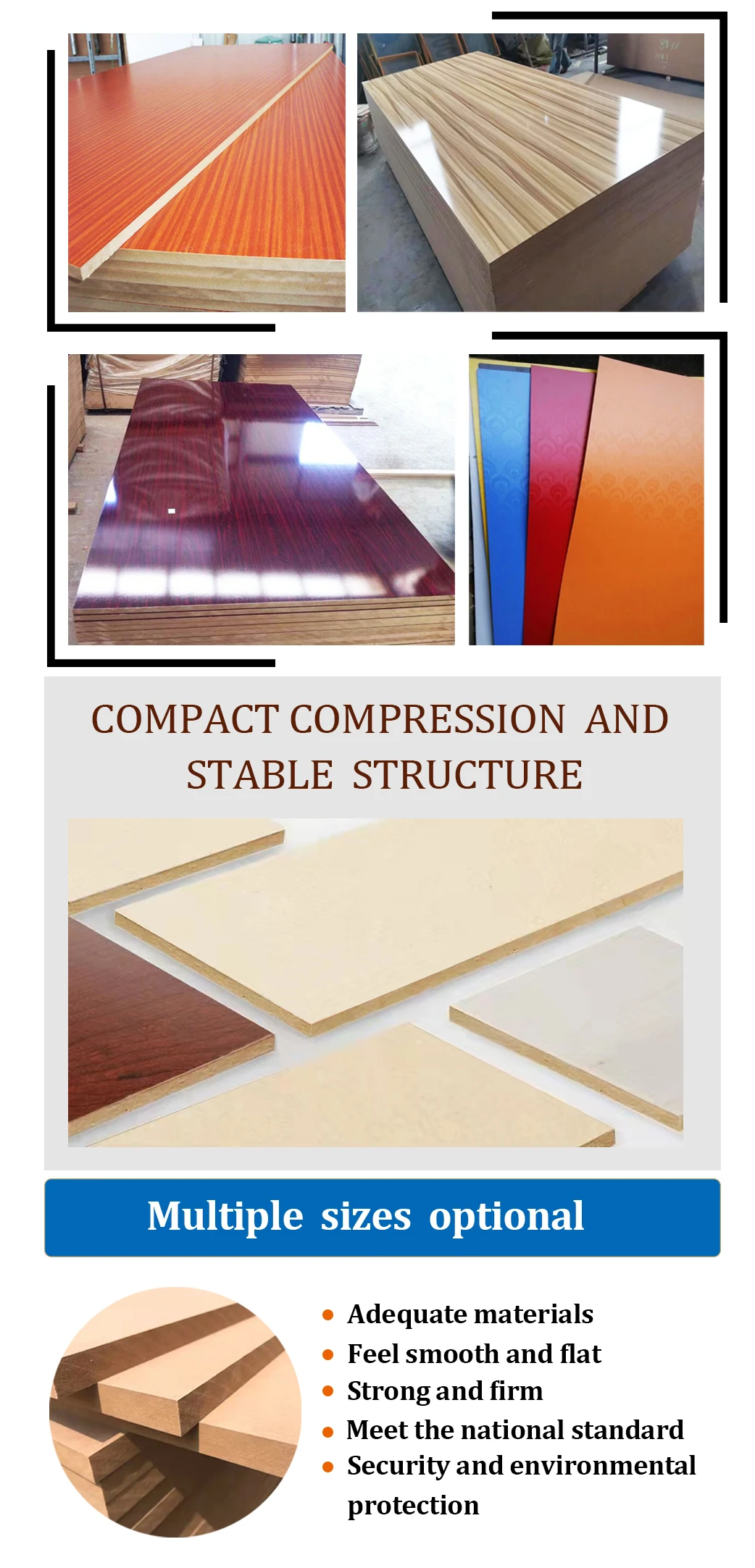 Decorative Laminated Melamine Mdf Board Plain Mdf Natural Wood Water ...