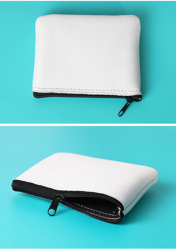 Wholesale Sublimation Neoprene Coin Purse Wallet Blank White with Zipper