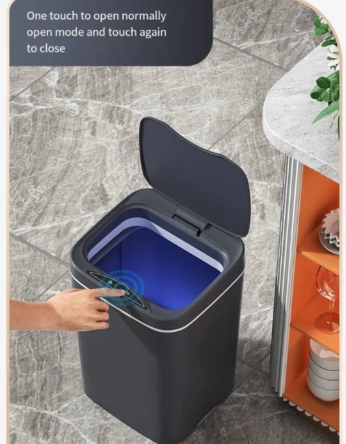 Touchless Bathroom Trash Can With Lid 14l Waterproof Motion Sensor ...
