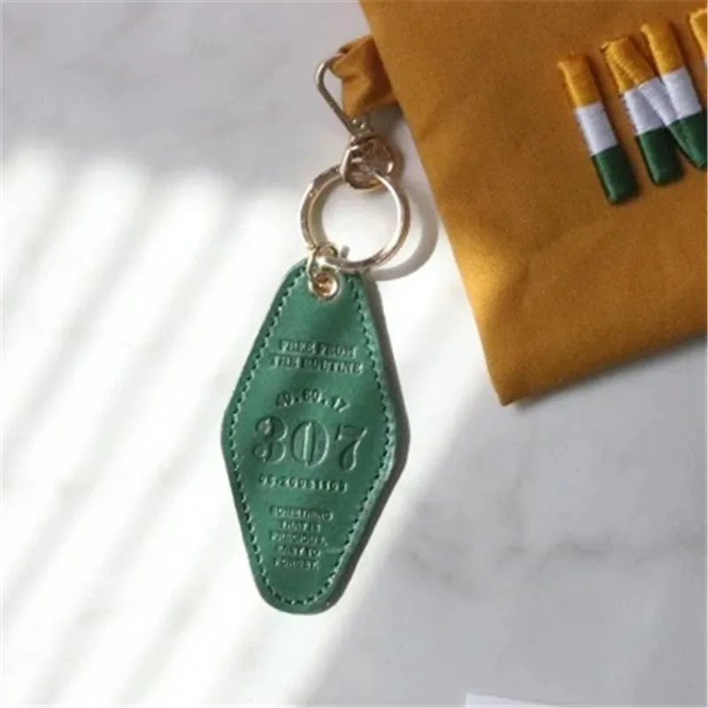 Custom Embossed Logo Keychain - Pure Color PU Leather