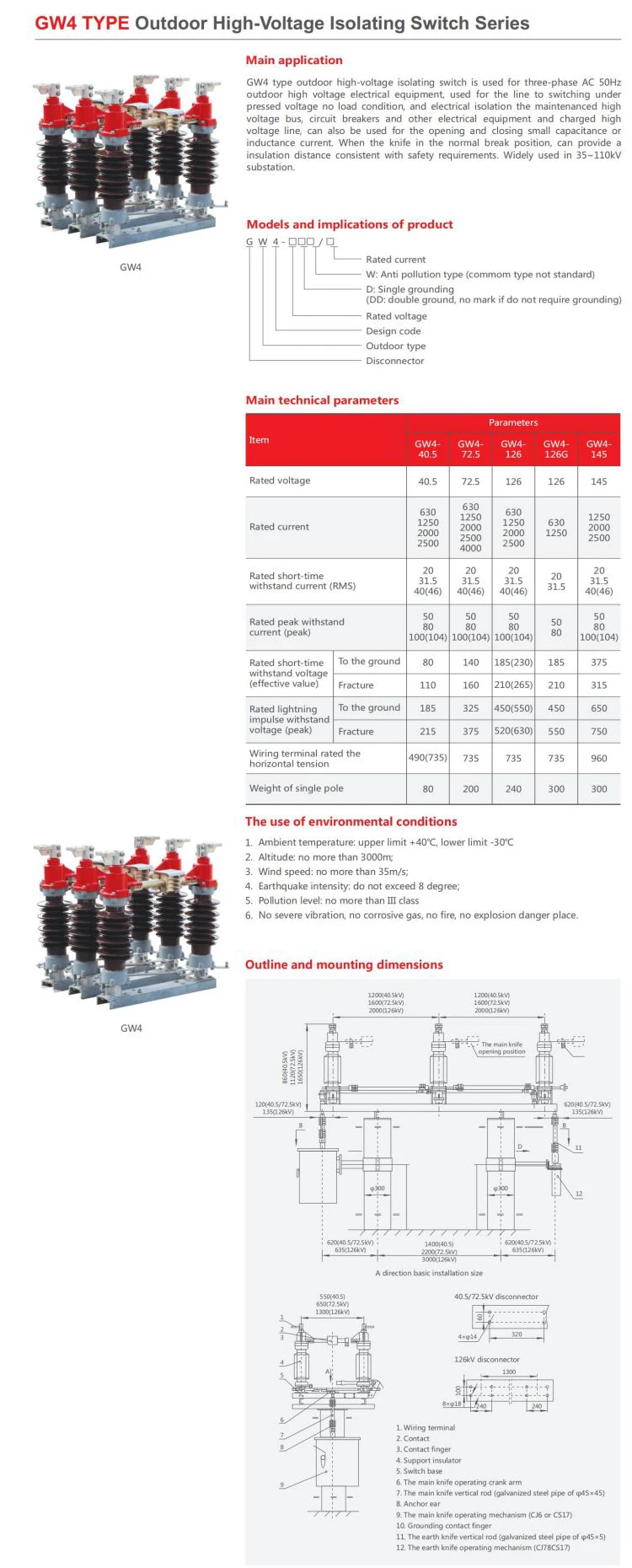 High Voltage Isolating Switch - 4000A Factory Made Isolate