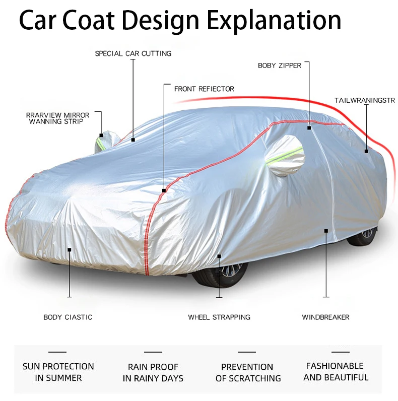 Universal Full Body Sun Waterproof Car Protective Cover Outdoor Snow ...