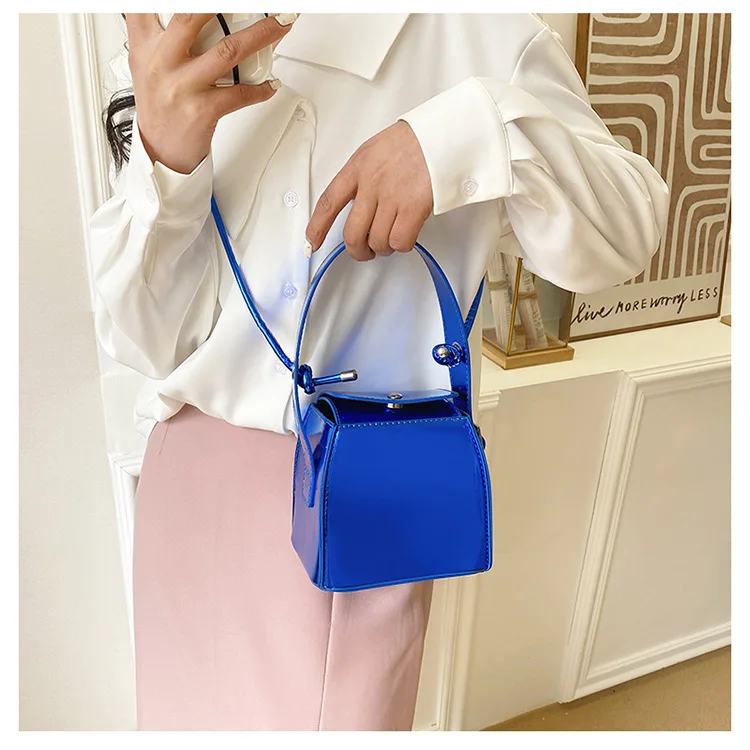 Shiny Metallic Cute Bucket Box Purse Handbag Trendy Fashion Lady Candy ...
