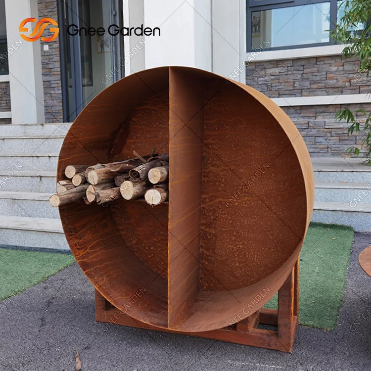 Outdoor Wood Storage Wood Rack Corten Steel Long Service - Buy Firewood ...