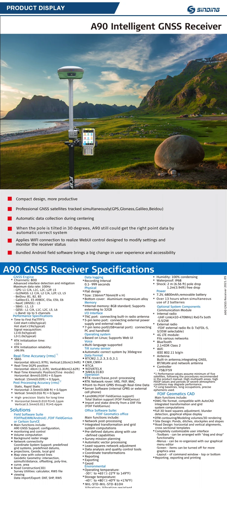 GPS RTK Receiver Gps RTK With Google Function Dual Frequency Land ...