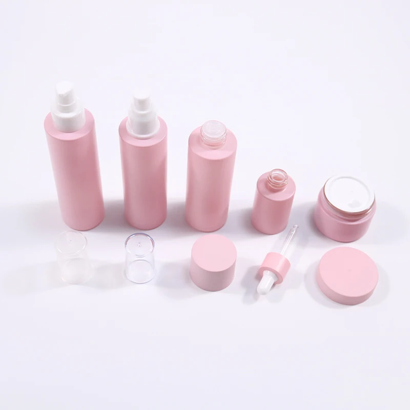 Matte Frosted Pink Skincare Packaging - 30ml to 120ml
