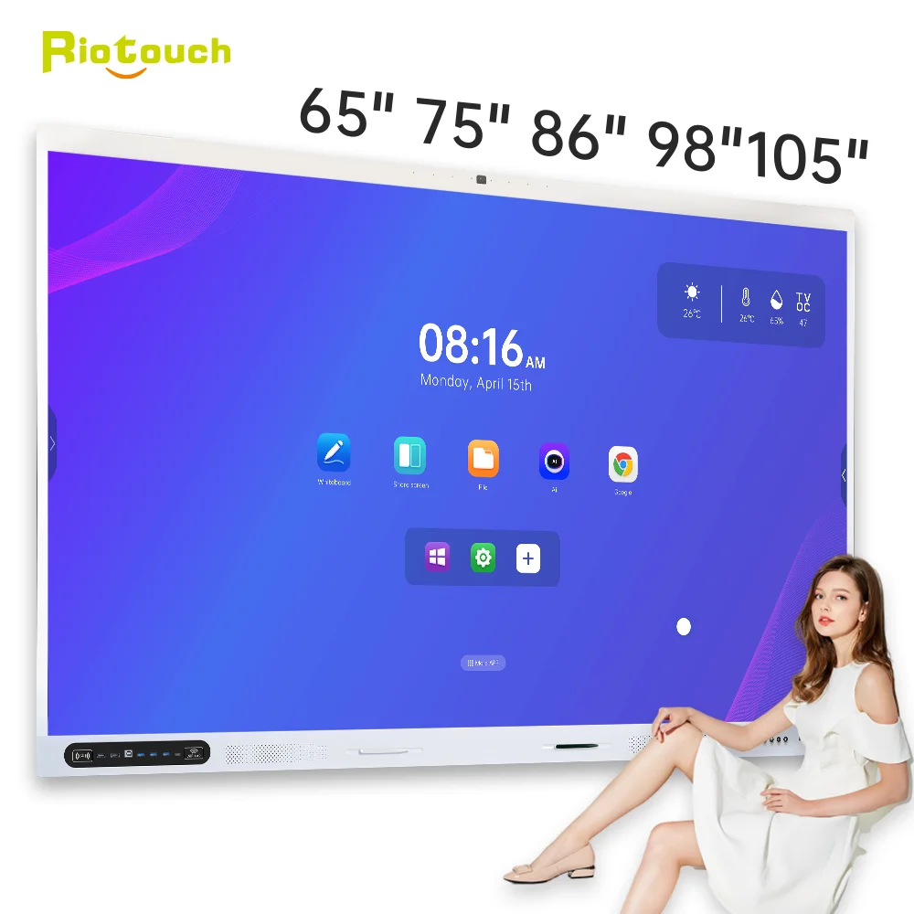 Riotouch 65 75 86 100inch Miracast Wireless Touch Panel Display ...