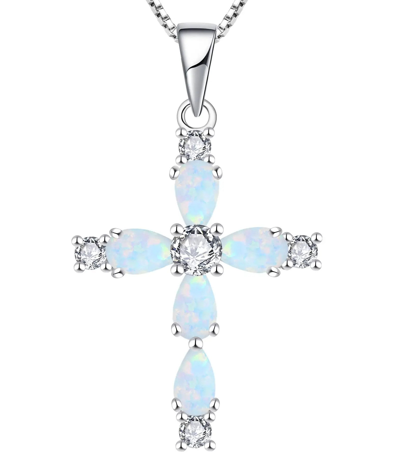 Christian Cross Opal Cross Pendant Necklace Jesus Christianity Catholic ...