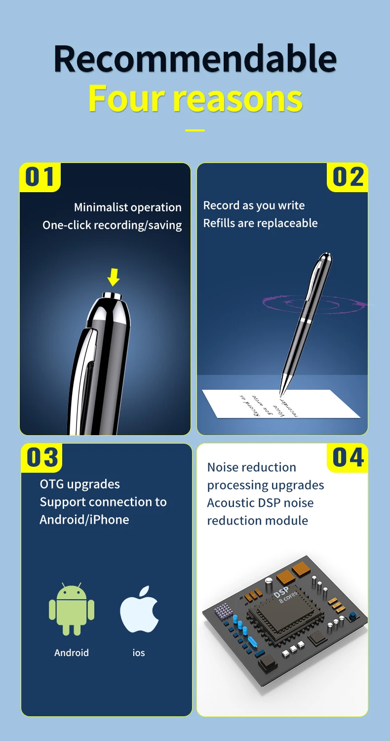 Up-to-date Professional Recording Pen Portable Mini Voice Recorder ...