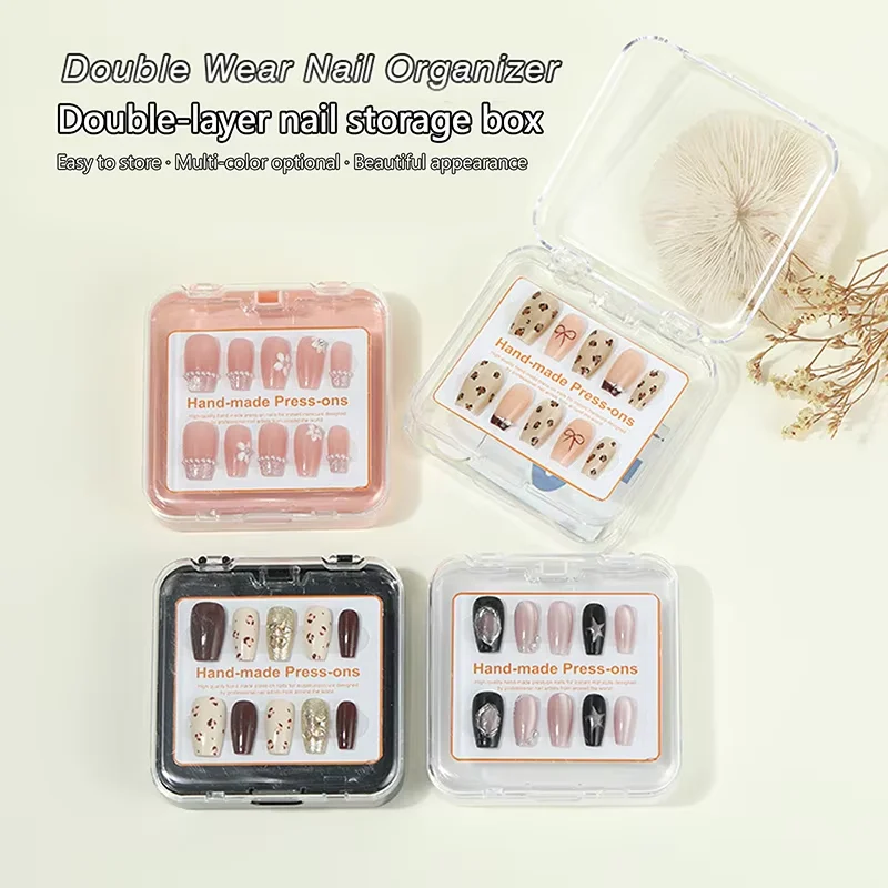 Empty Transparent Double Layer Plastic Nail Tips Organizer