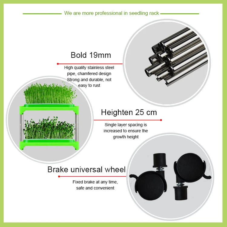 Plastic+stainless Steel Vertical Hydroponic System for Microgreens