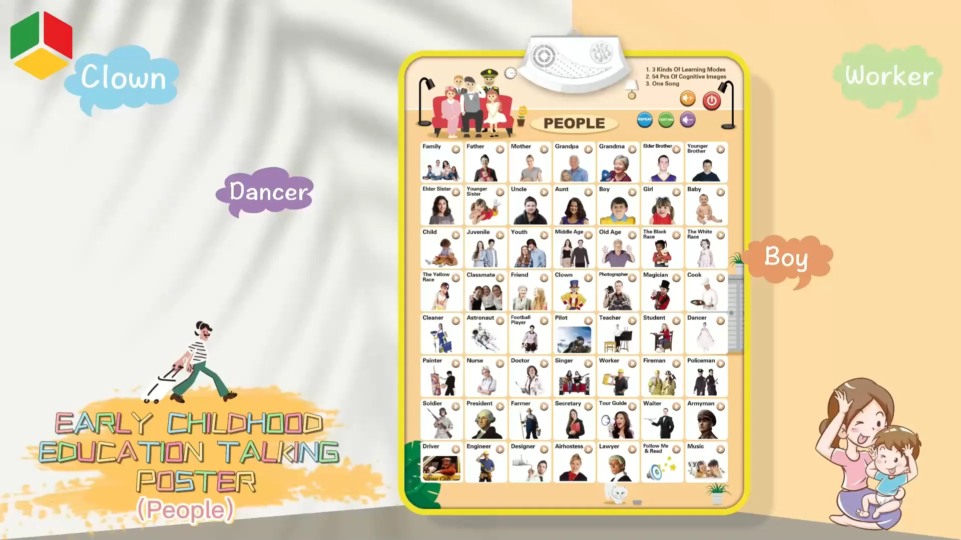 Qs Custom Preschool Educational Electric Interactive Talking Learning ...