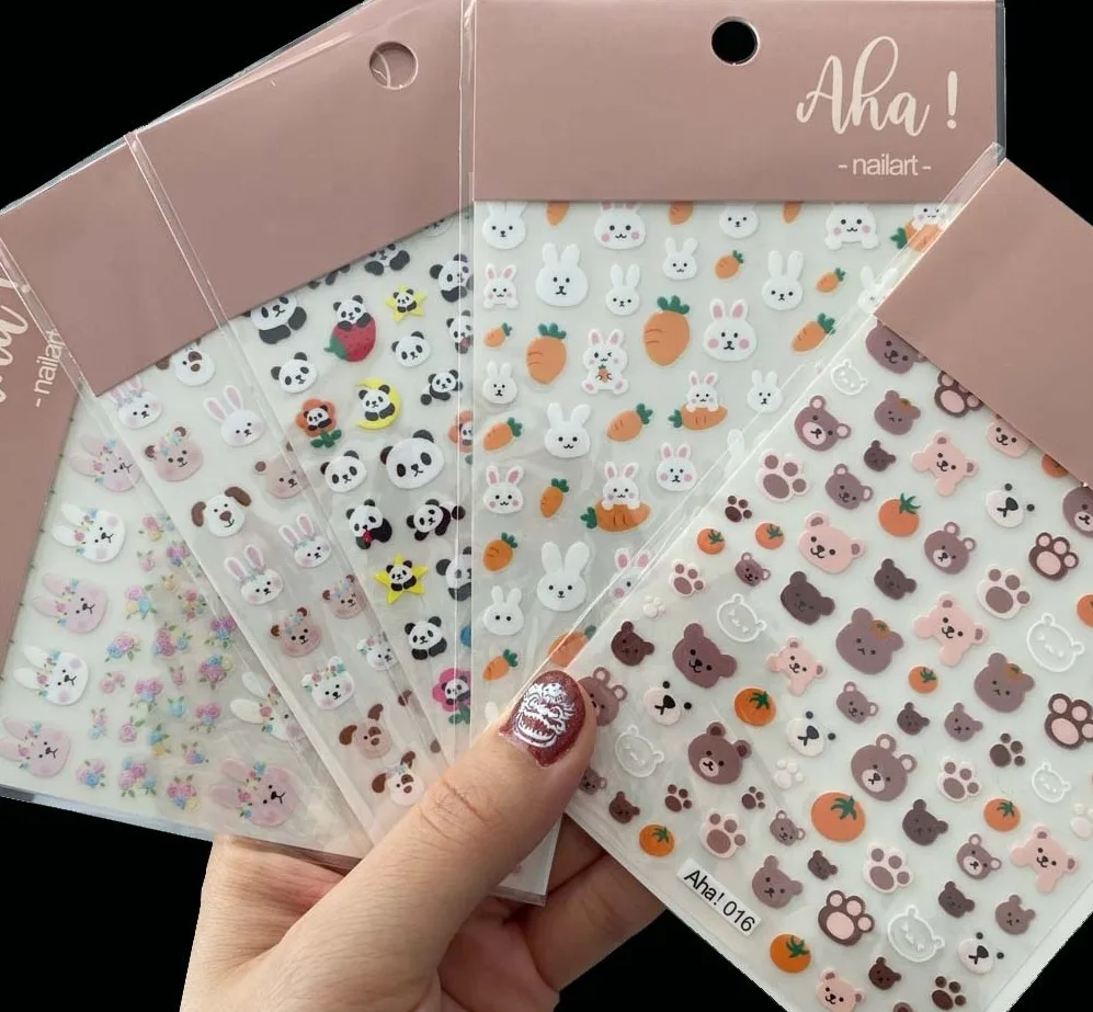 Qianya 2024 Aha Cartoon Nail Art Sticker Stars/bear/rabbit Design Nail ...